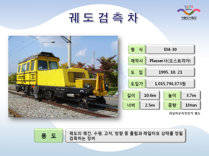 궤도검측차 (EM-30) - 송정석닷컴 방문을 환영합니다.